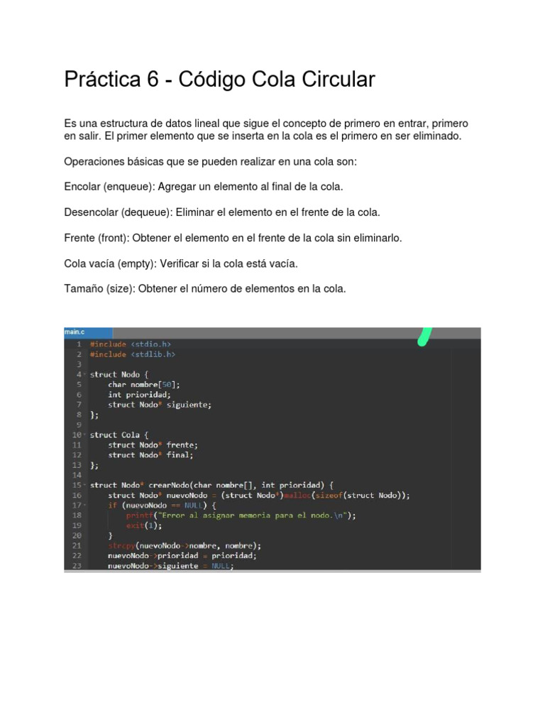 Practica 6 | PDF | Cola (tipo de datos abstractos) | Métodos formales