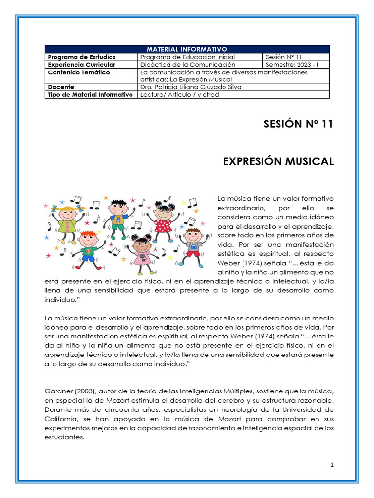 Expresión Musical | PDF | Aprendizaje | Sonido