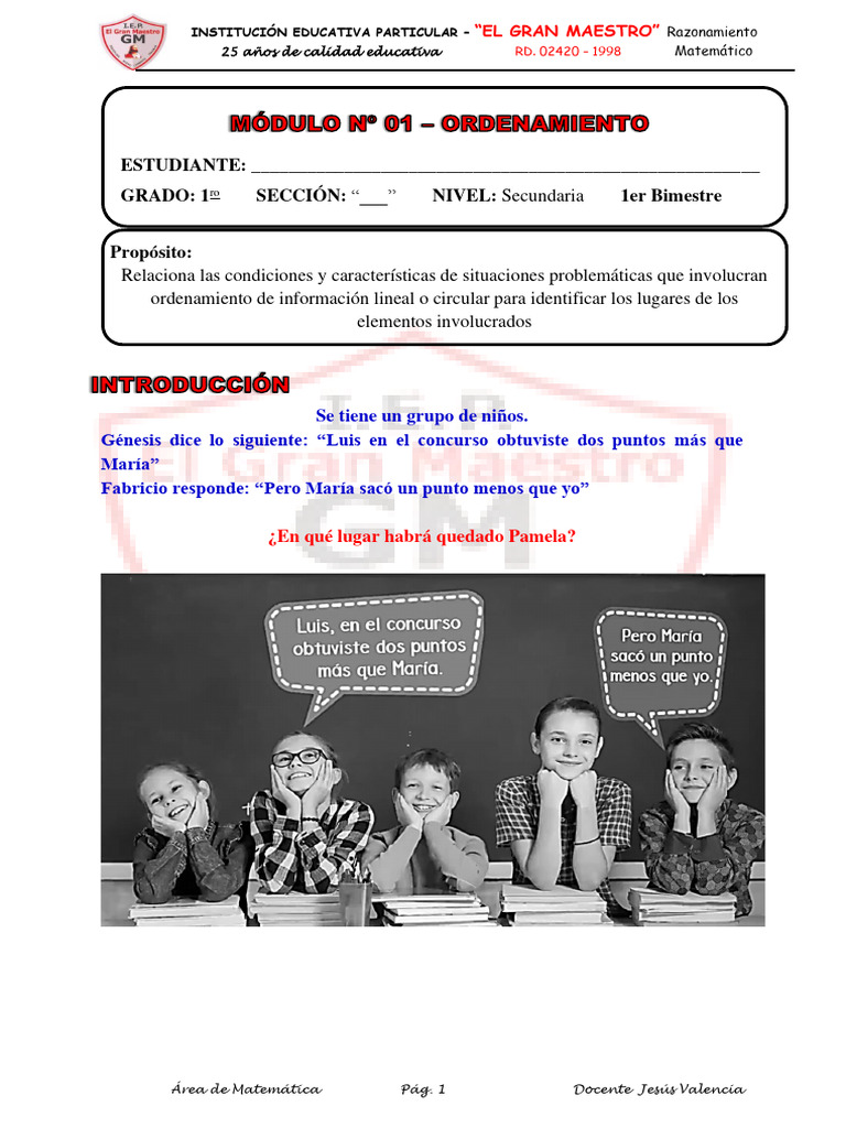 Tema 01 - TeorÃ - A - 1ro - RM - Ordenamiento | PDF