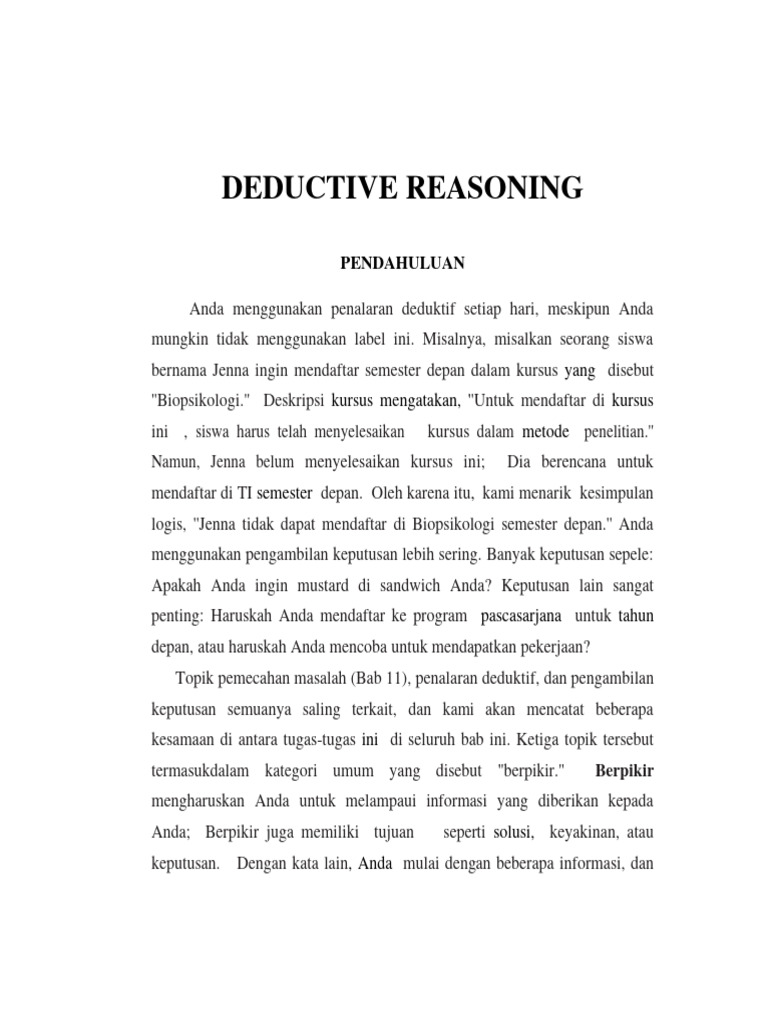 Deductive Reasoning | PDF | Pengembangan Diri