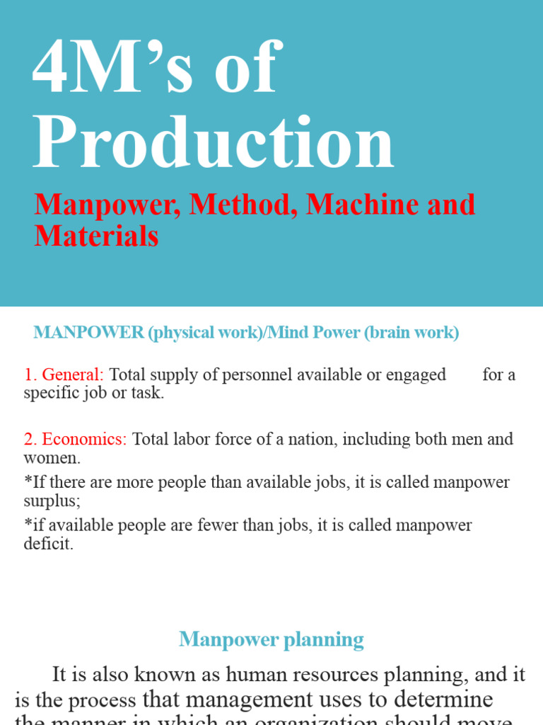 4Ms of Production | PDF | Human Resources | Machines