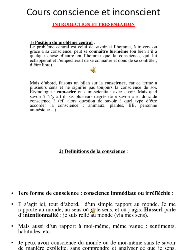 Conscience et Inconscient : Étymologie et Définitions | PDF ...