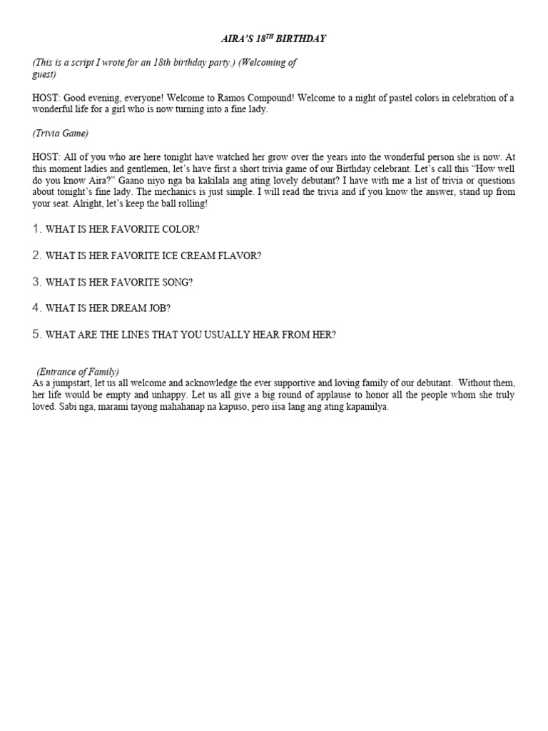 Debut Script 2 | PDF | Birthdays