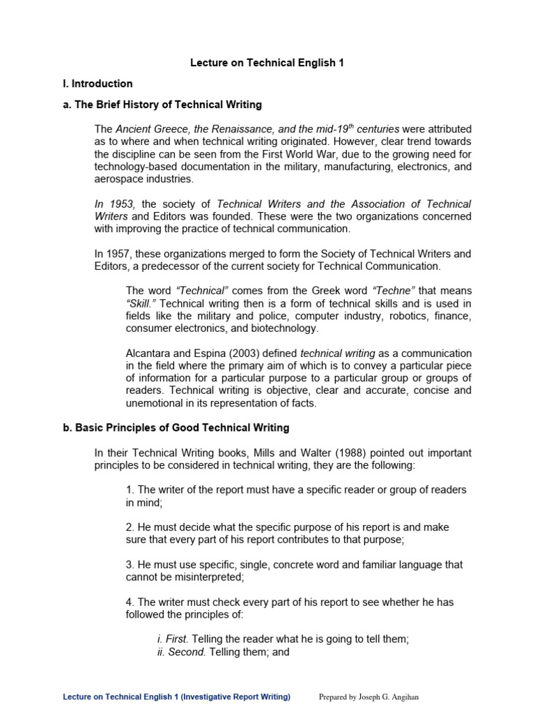 Lecture On Technical English 1 | PDF | English Language | Technical ...