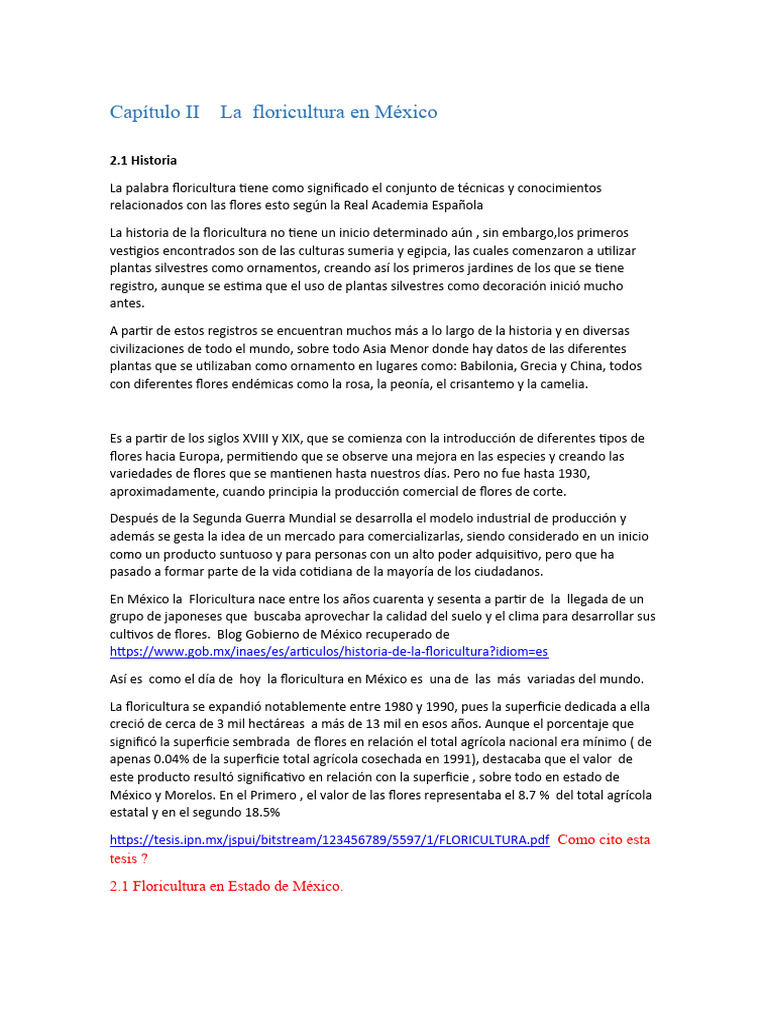 Capitulo II La Floricultura en México | PDF | México | Clima templado