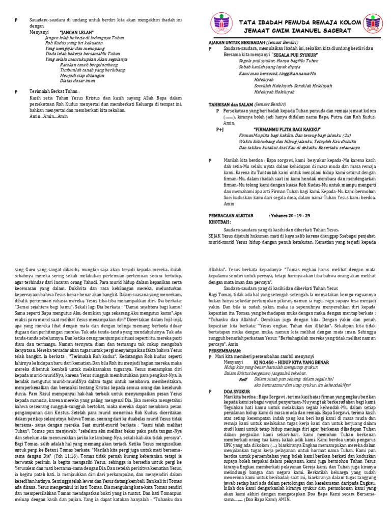 Tata Ibadah Pemuda Remaja GMIM | PDF