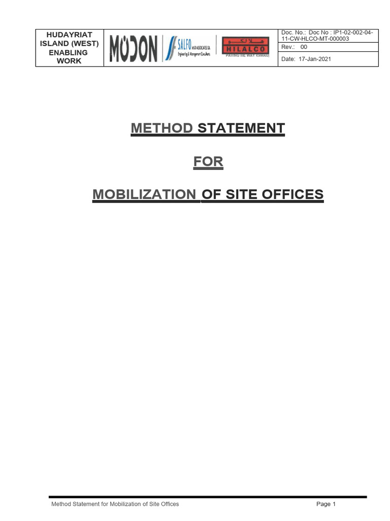 MS For Mobilization of Site Offices55 | PDF | Crane (Machine ...