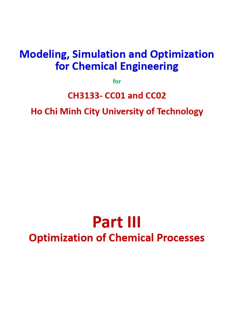 Lecture 10 Process Optimization Introduction Pdf Mathematical Optimization Simulation