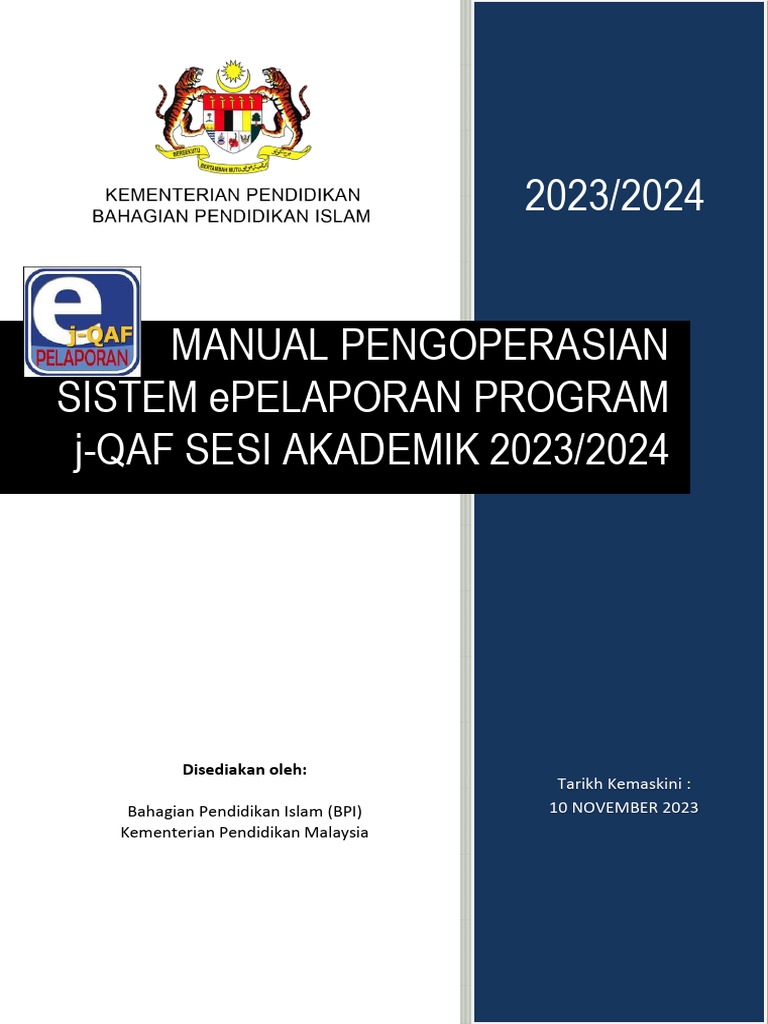 Manual Pengoperasian Sistem Epelaporan Program j-QAF 2023 | PDF