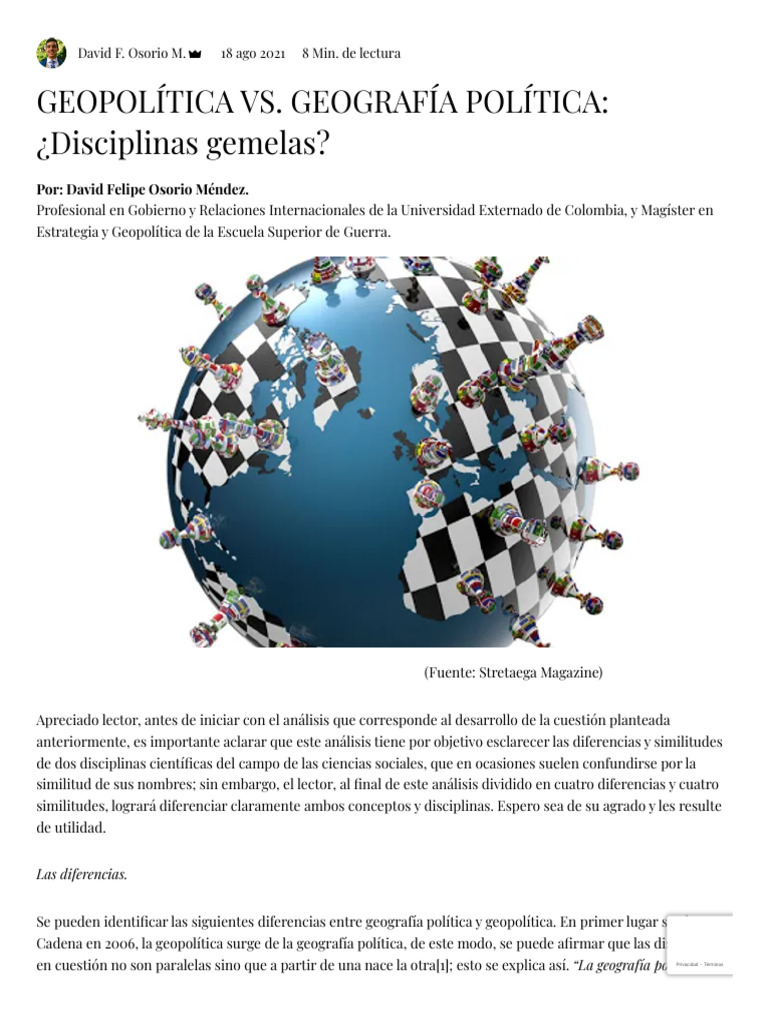 Diferencias y similitudes: Geografía Política y Geopolítica | PDF ...