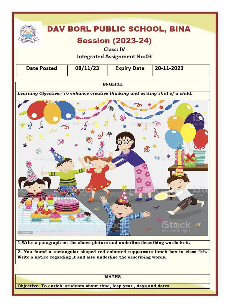 Dav Borl Public School, Bina Session (2023-24) | PDF