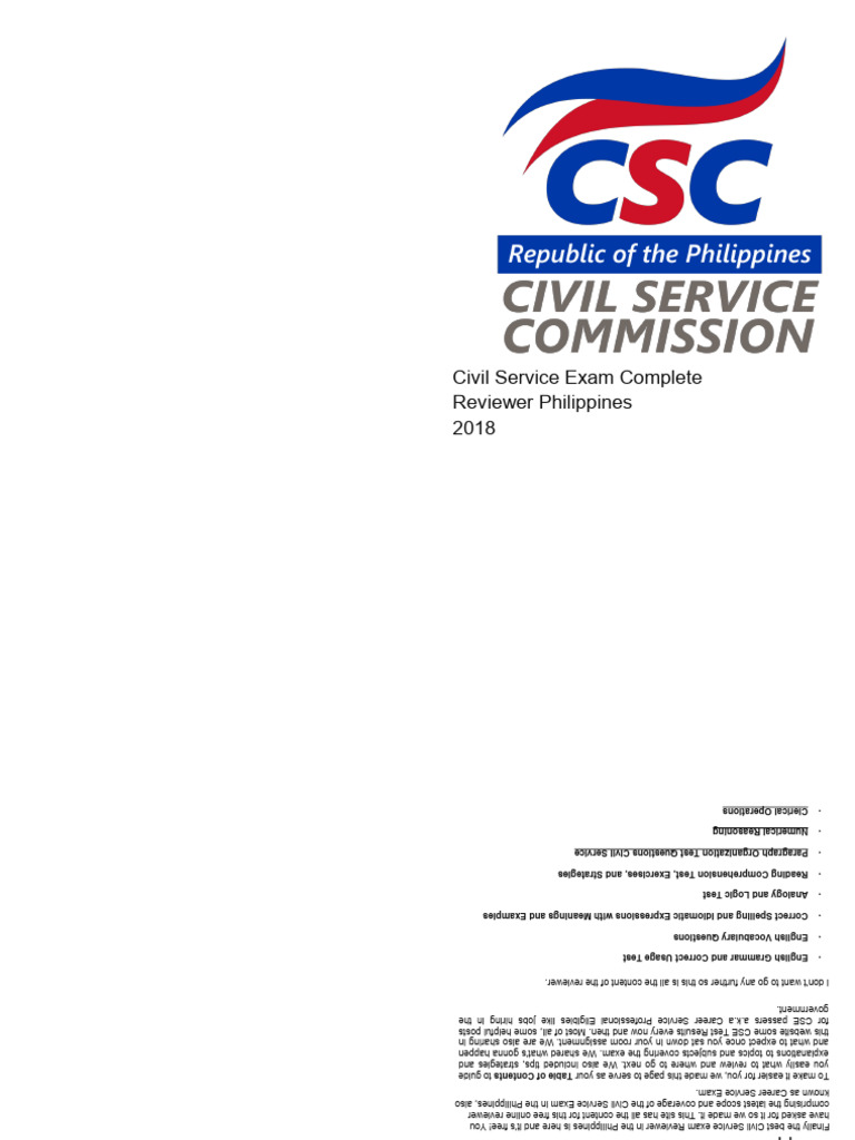 CSC 7 - CSE Complete Reviewer For 2018 WWW - Teachpinas.com - Booklet ...