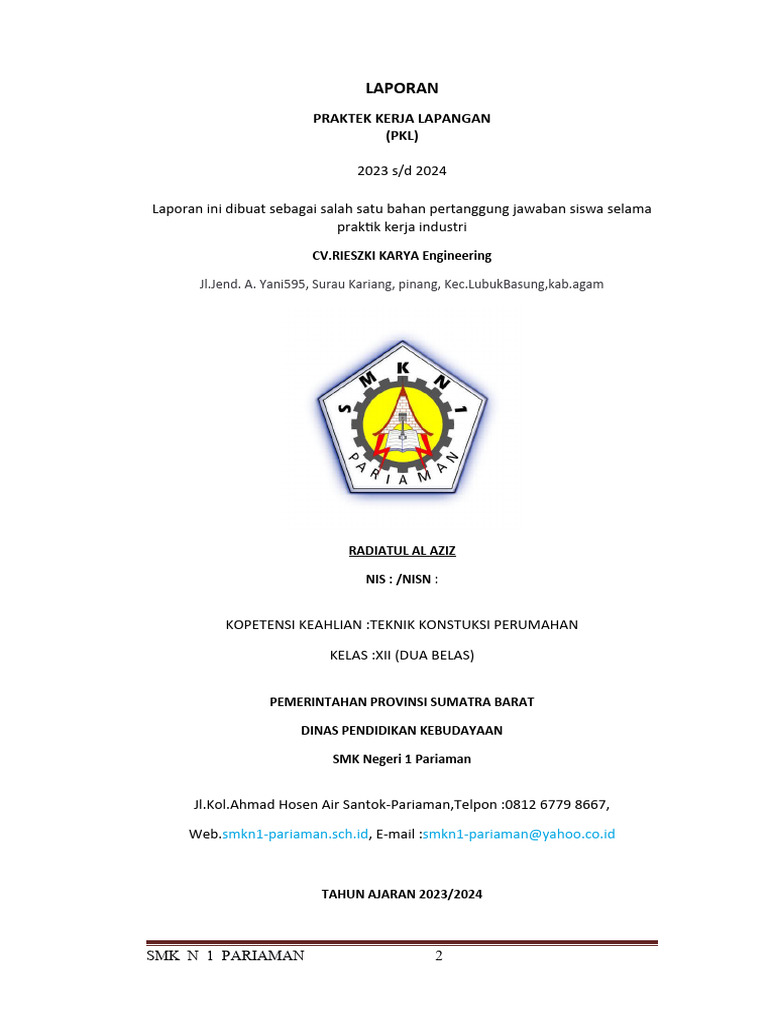 Laporan Magang Zakaria Risman | PDF