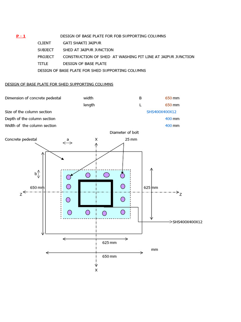 Base Plate With Bolts | PDF | Column | Stress (Mechanics)