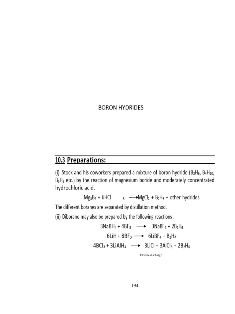 Ug Part I, Preparation and Interconversion of Boranes | PDF | Chemistry ...