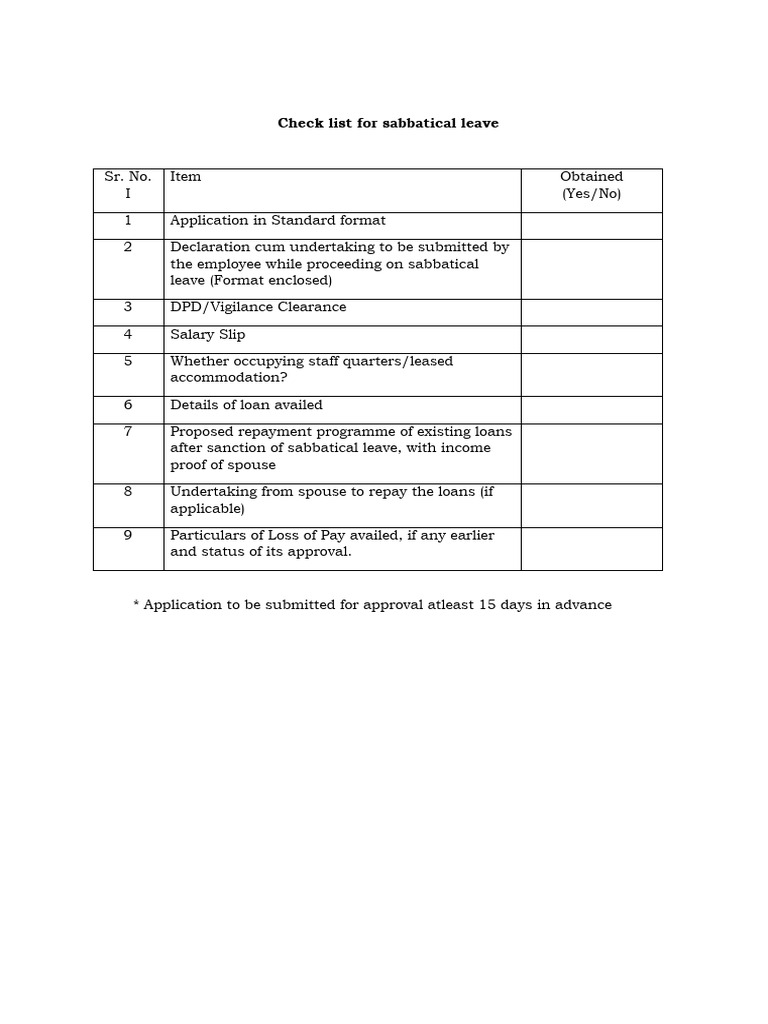 Application For Sabbatical Leave | PDF | Loans | Government Finances