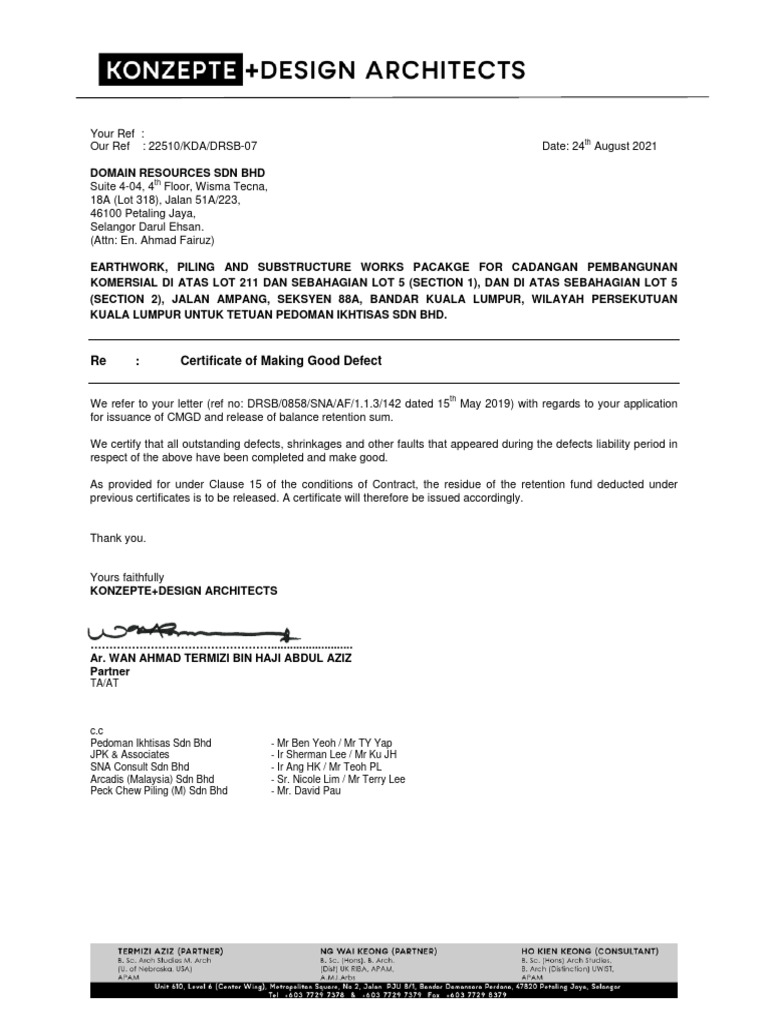 (07)PCPM - Certificate of Making Good Defects | PDF