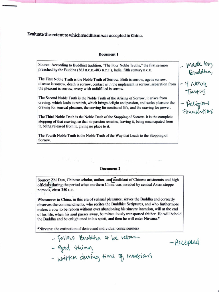 Buddhism DBQ Doc Breakdown | PDF | Four Noble Truths | Nāstika