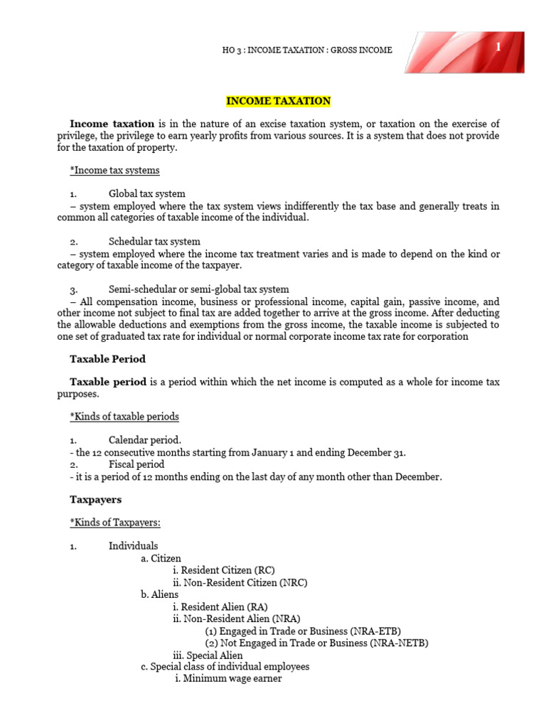 Income Taxation Lesson 3 | PDF | Gross Income | Taxes