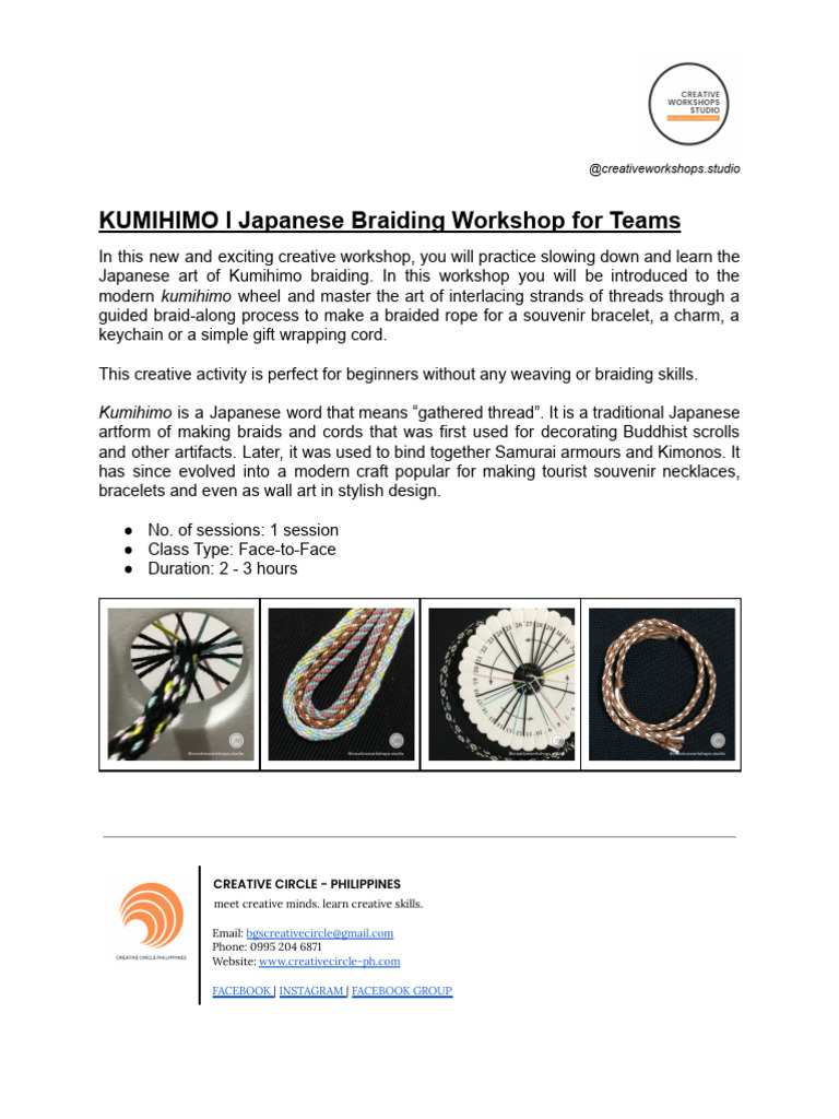 Kumihimo Japanese Braiding Workshop | PDF | Textile Arts | Textiles