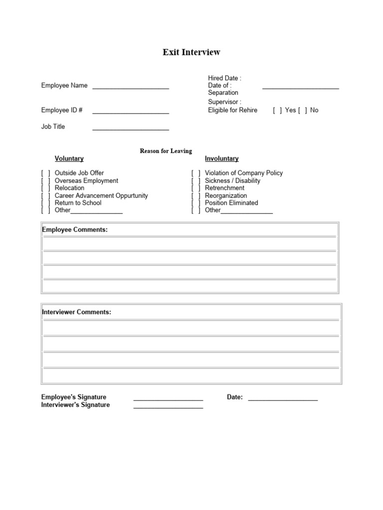 Exit Interview Form | PDF