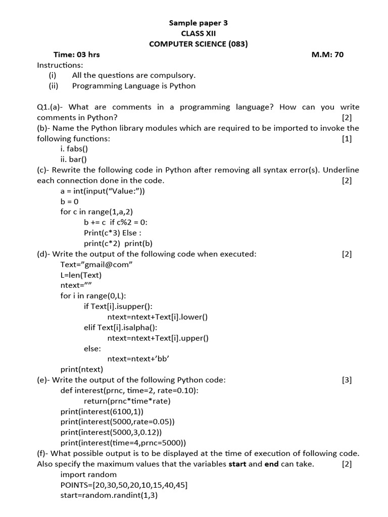 Sample Paper Class 12 | PDF | Computer Network | Queue (Abstract Data Type)