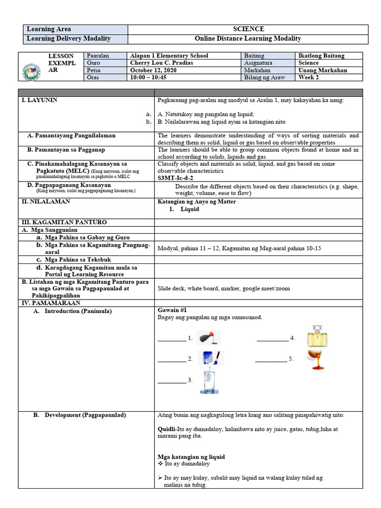 Learning Area Science Learning Delivery Modality Online Distance ...