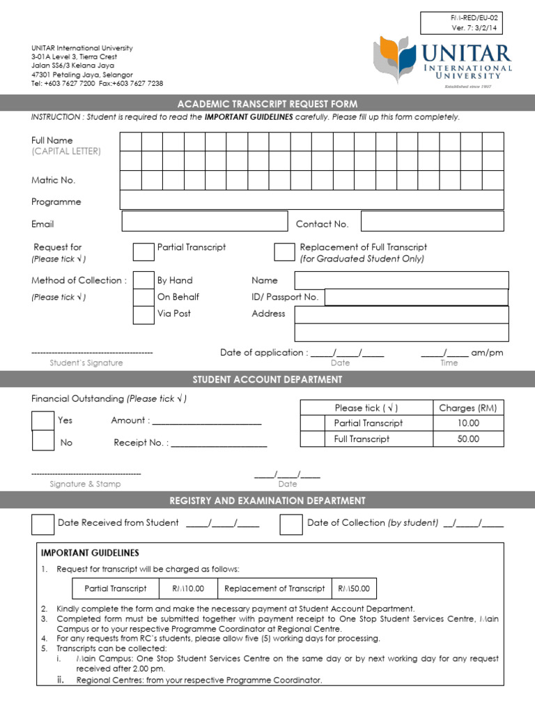 Academic Transcript Request Guidelines | PDF | Business