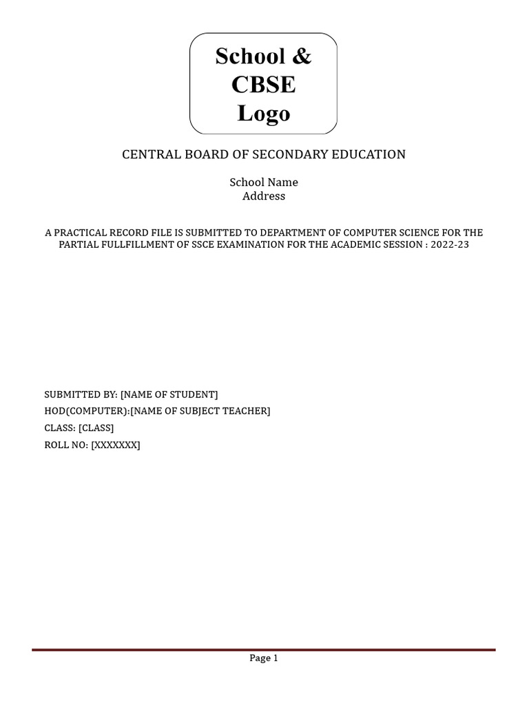 CS Practical File 2022-23-Xii | PDF | Comma Separated Values | Databases