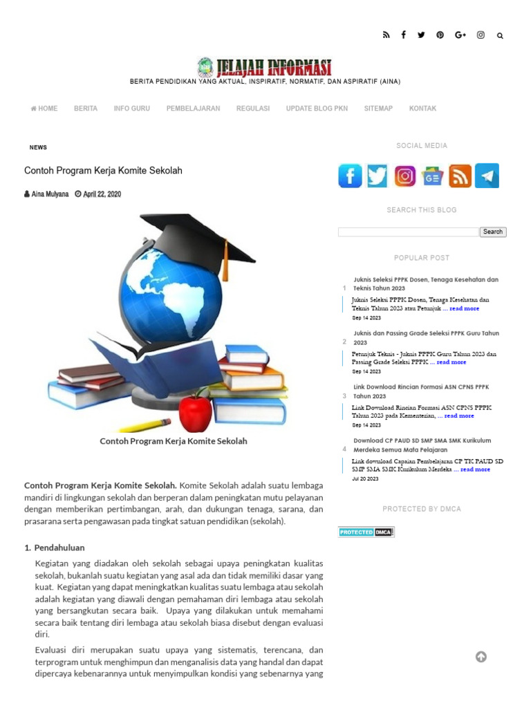 Contoh Program Kerja Komite Sekolah - JELAJAH INFORMASI | PDF