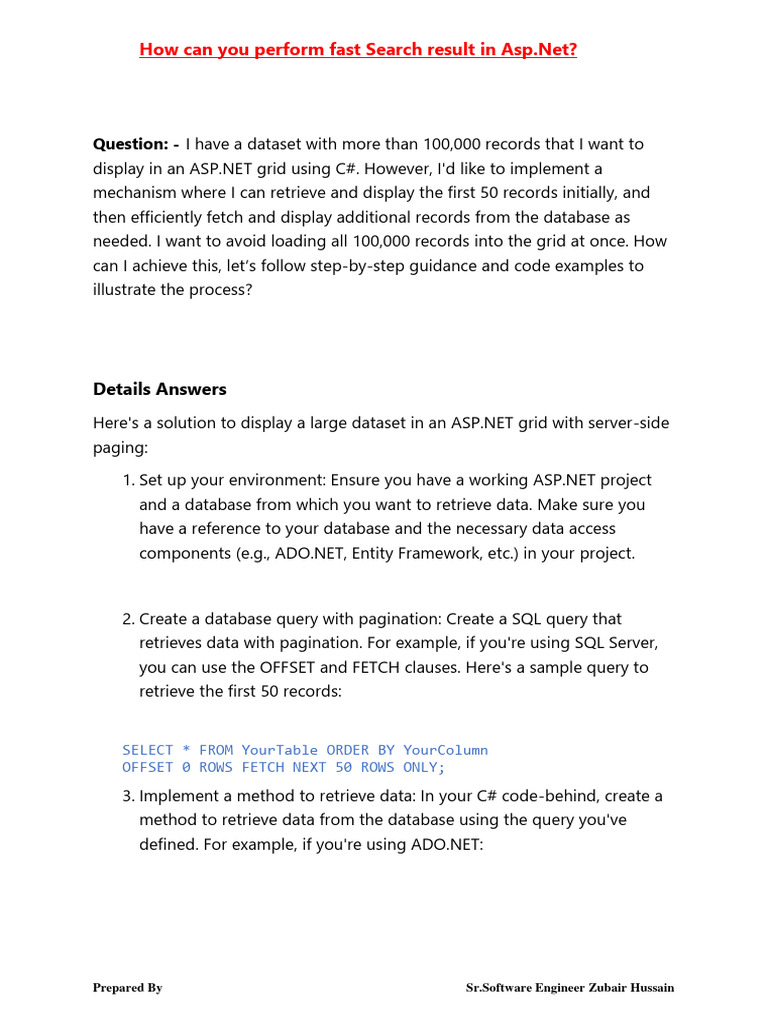 How Can You Perform Fast Searching Result in Dot Net | PDF | Dynamic Web Page | Databases