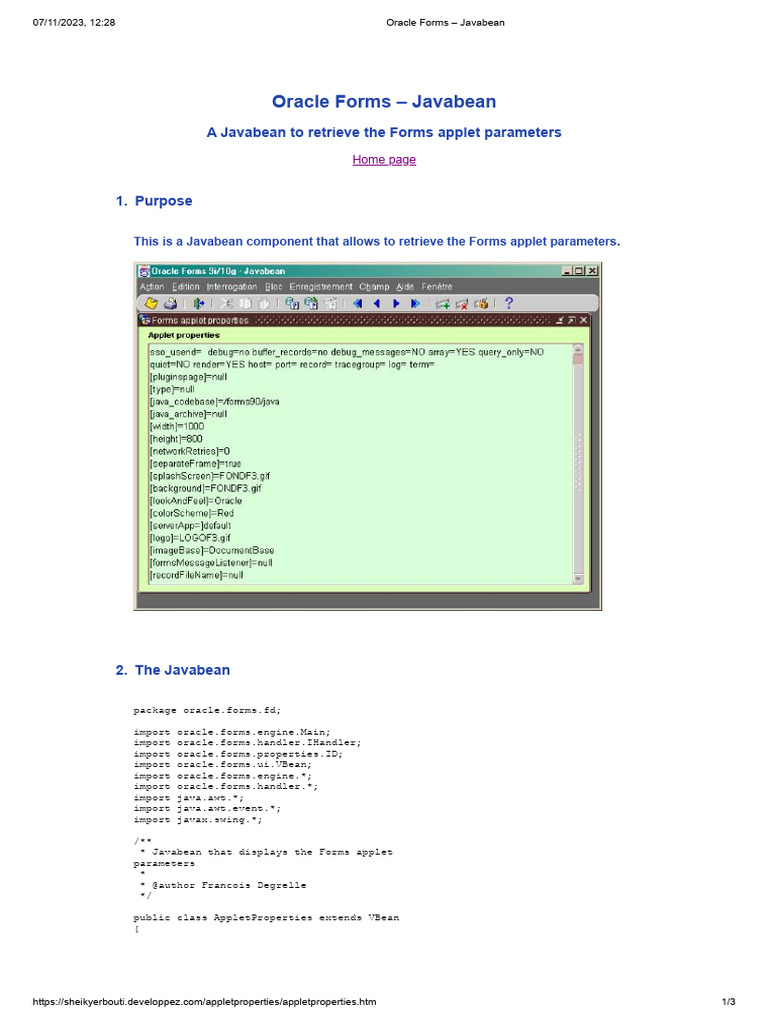 Oracle Forms Javabean 9 Pdf Java Programming Language Computing Platforms 4159