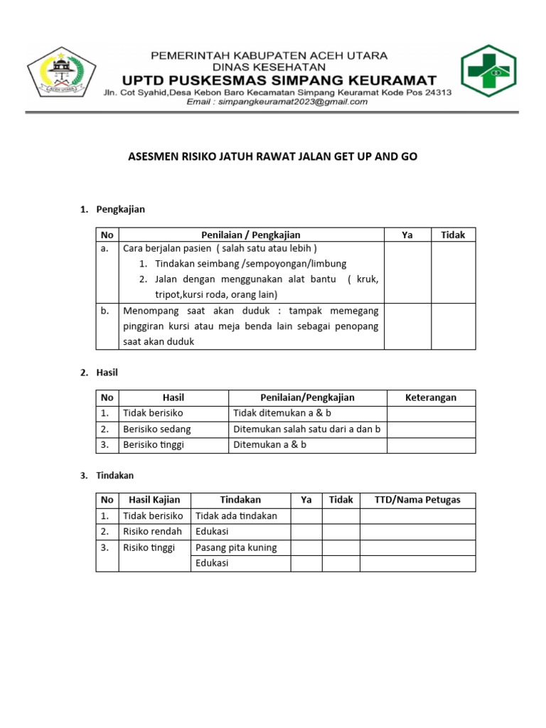 Asesmen Risiko Jatuh Rawat Jalan Get Up and Go | PDF | Kesehatan Holistik | Sains & Matematika