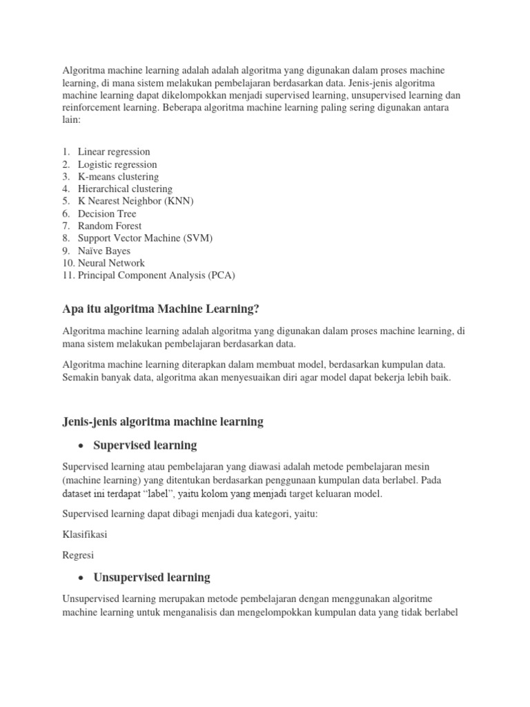 Algoritam Machine Learning Dan Implementasi | PDF