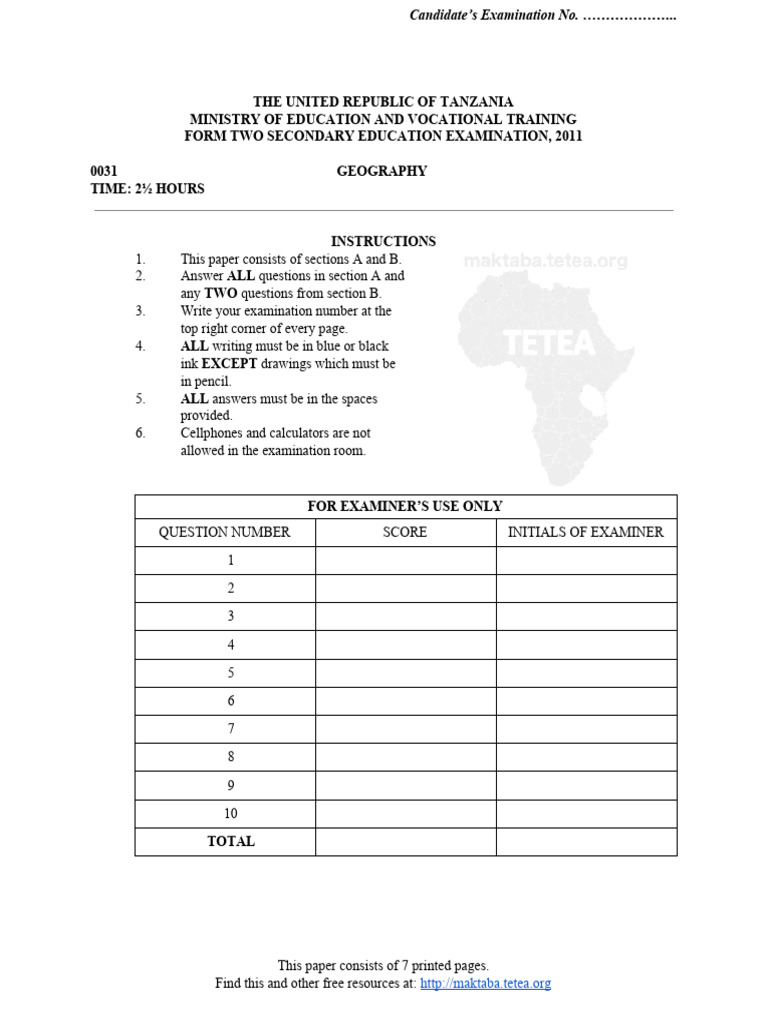 Geography - 2011 - F2 | PDF