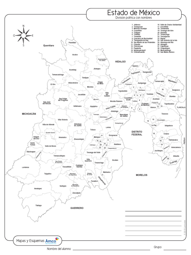 Mapa Edomex Division Politica C N | Descargar gratis PDF | México