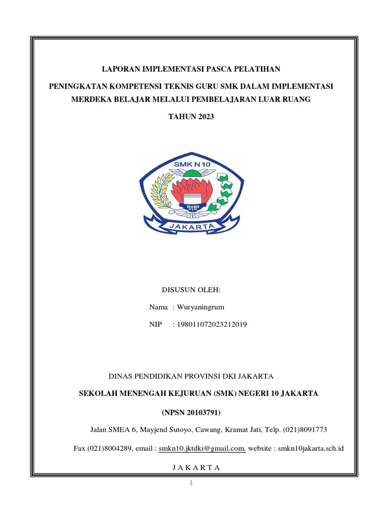 Format Laporan Implementasi Pasca Pelatihan 2023 WURYANINGRUM | PDF