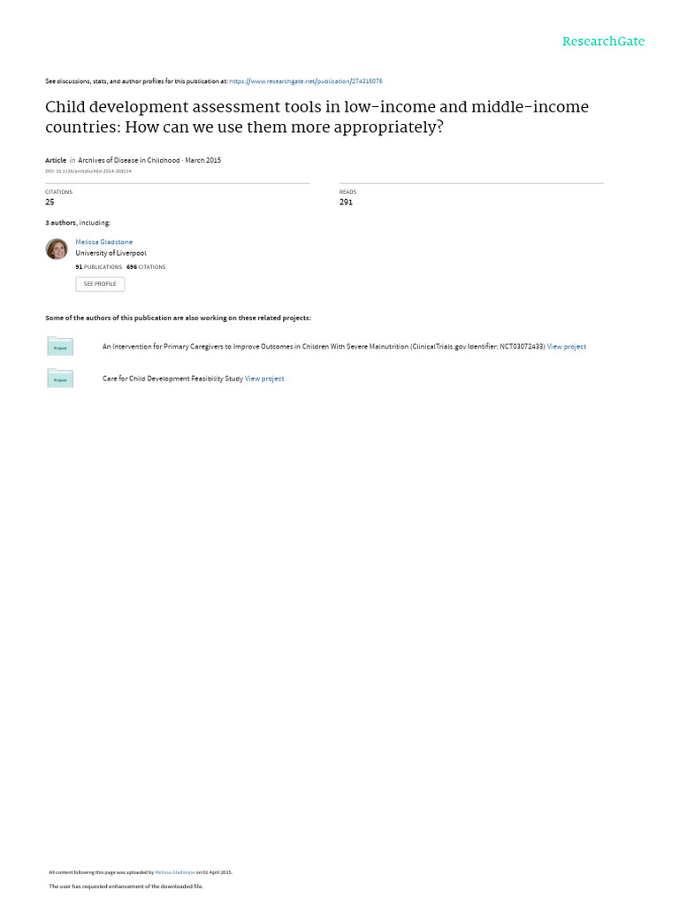 Child Development Assessment Tools in Low-Income and Middle-Income ...