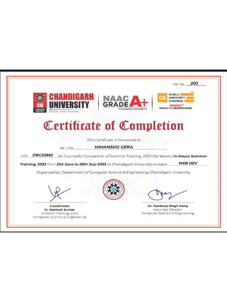 Gera Certificate | PDF
