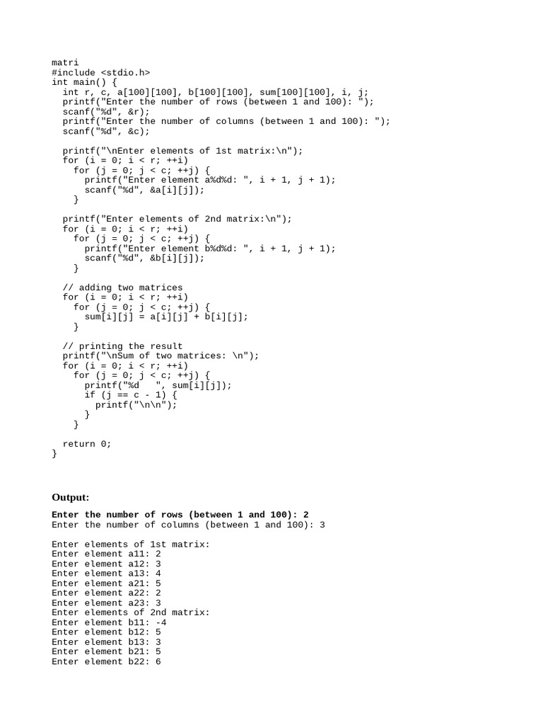 Output:: Enter The Number of Rows (Between 1 and 100) : 2 | PDF | Matrix (Mathematics ...
