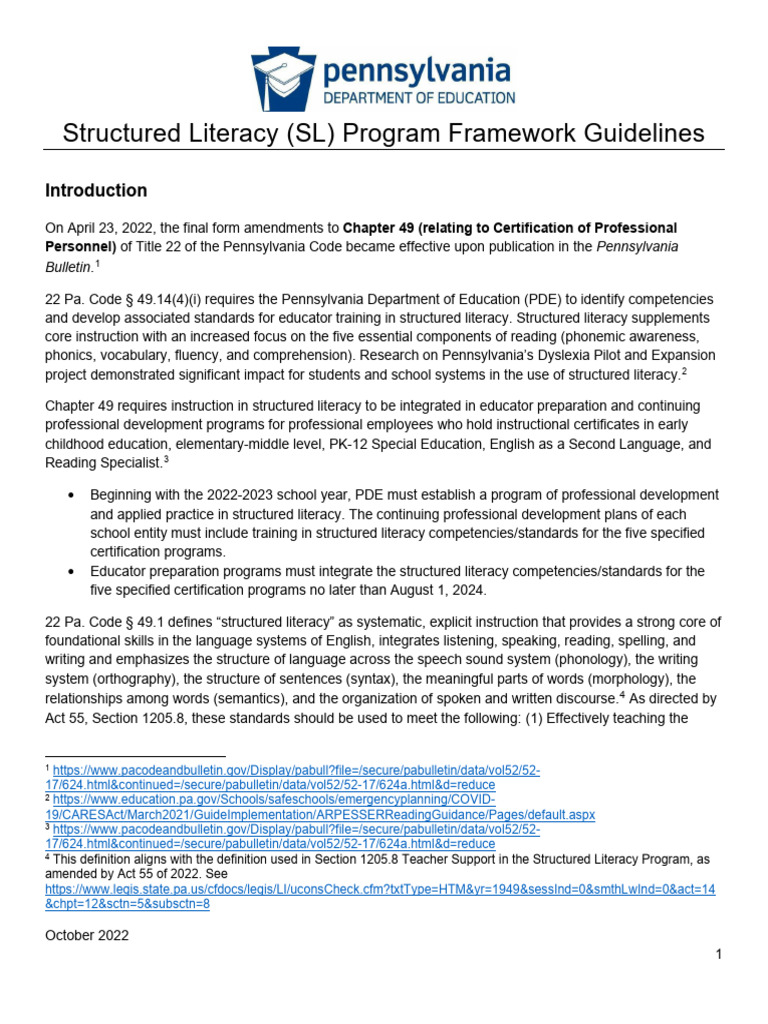 Structured Literacy Competencies Program Framework Guidelines | PDF ...
