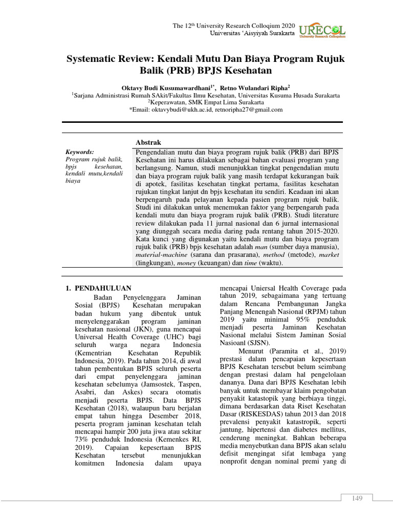 Systematic Review: Kendali Mutu Dan Biaya Program Rujuk Balik (PRB ...