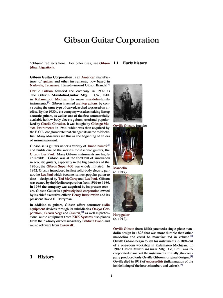 Gibson Guitar Corporation | PDF | Music Technology | Musical Instruments