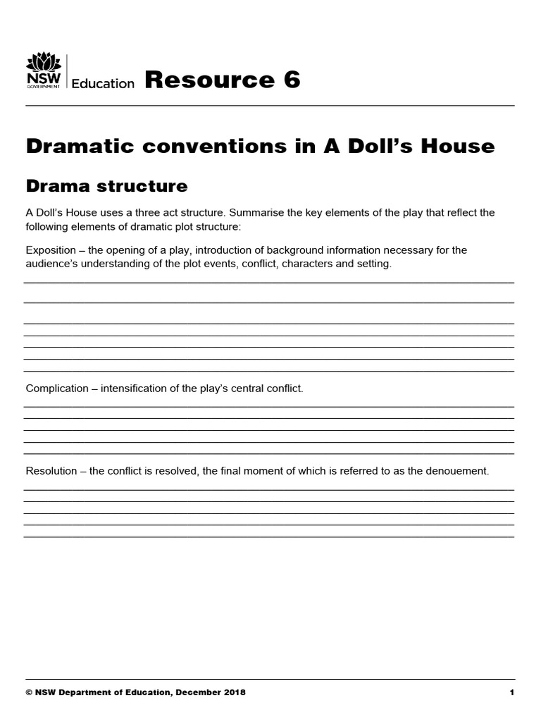 English Advanced s6 Ibsen Dolls House Resource 6 Dramatic Conventions in A Dolls House | PDF ...