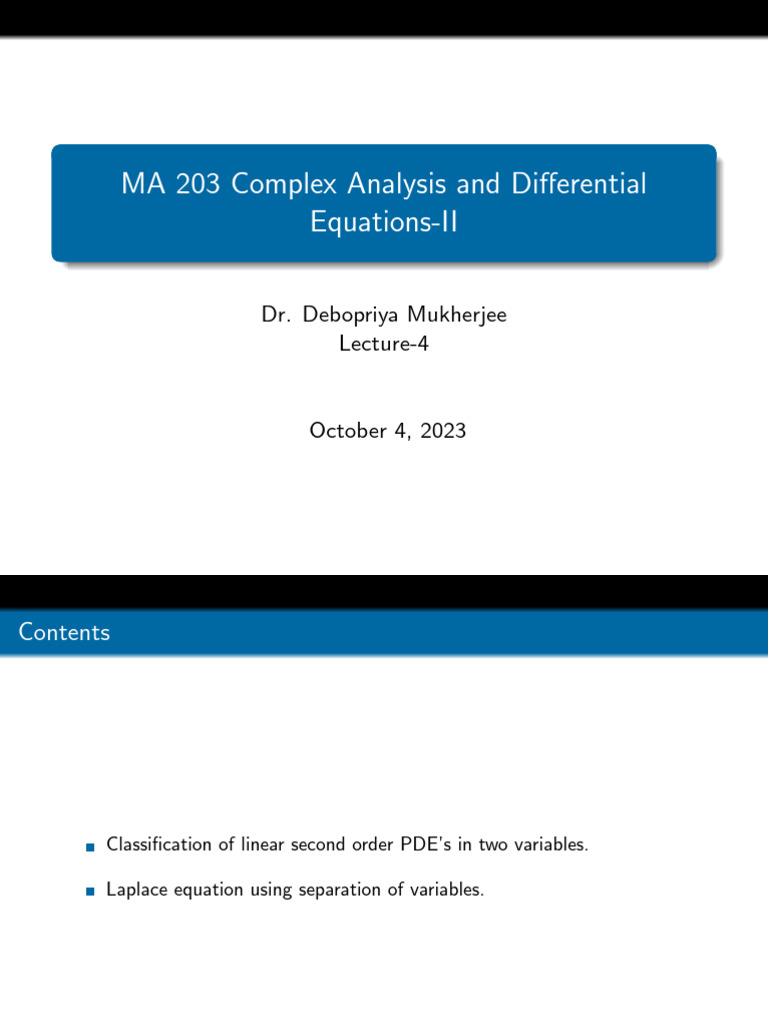 Lecture 4 | PDF | Partial Differential Equation | Differential Equations