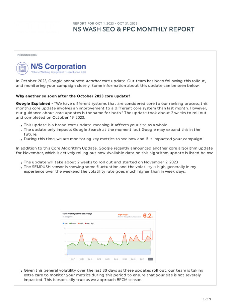 NS Wash Monthly Report October 2023 | PDF | Search Engine Optimization ...