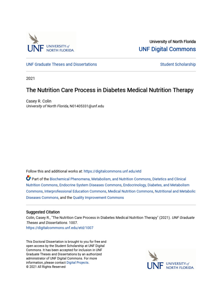 The Nutrition Care Process in Diabetes Medical Nutrition Therapy | PDF ...