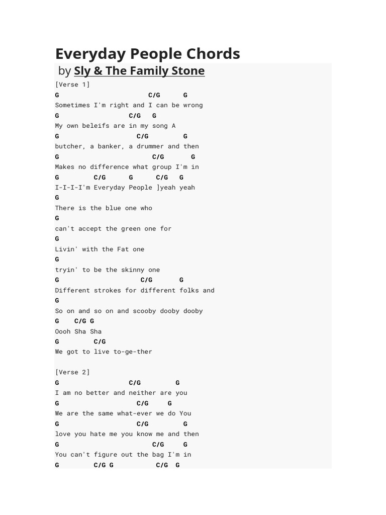 Everyday People Chords | PDF