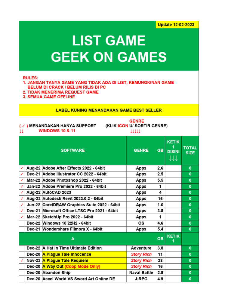 Game List Update - December 2023 | PDF | Windows 10 | Application Software