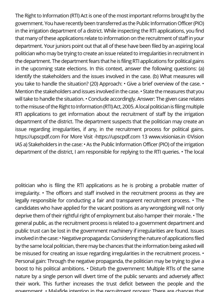 RTI Misuse in Recruitment Politics | PDF | Advertising | Developing Country